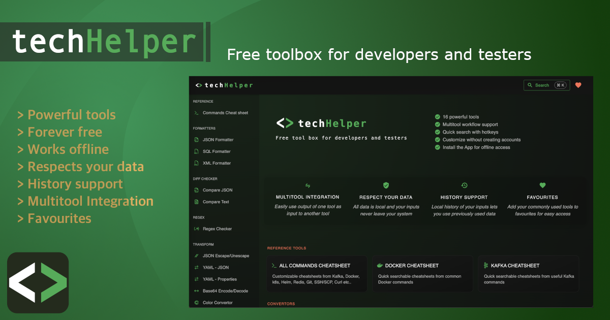 Tech Helper - Free tool box for developers